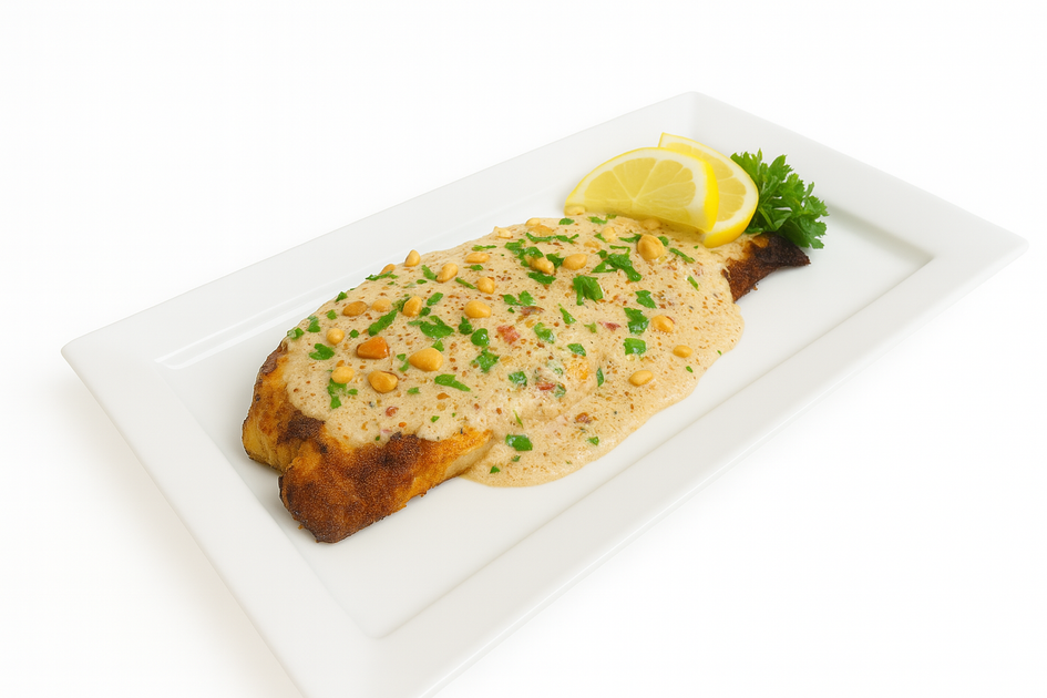 Samkeh Harrah (Baked Barramundi in Tahini Sauce) | 1pp (Min 10) | KEBOUSKI